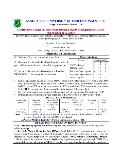 BANGLADESH UNIVERSITY OF PROFESSIONALS (BUP)