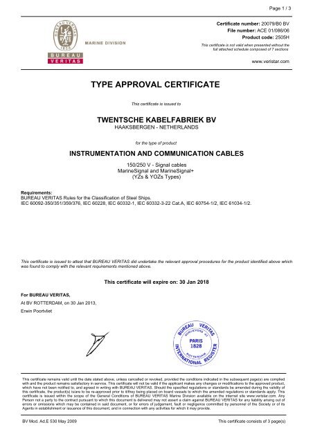 TYPE APPROVAL CERTIFICATE - TKF