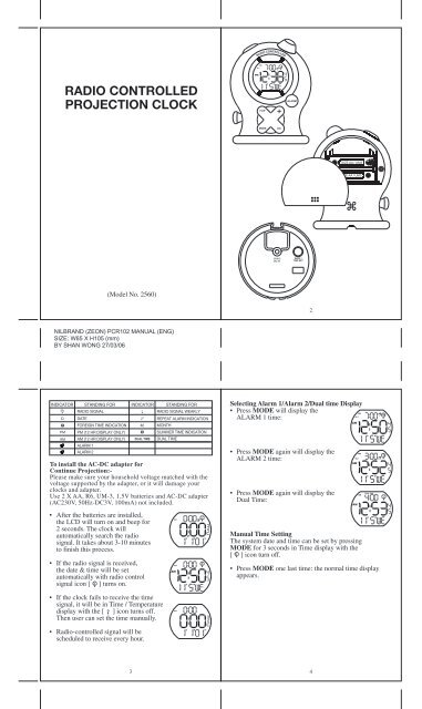 RADIO CONTROLLED PROJECTION CLOCK - ZEON Ltd