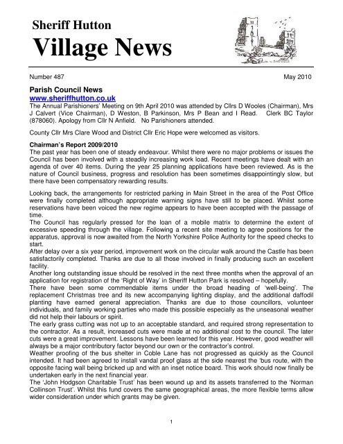 May - Sheriff Hutton Village