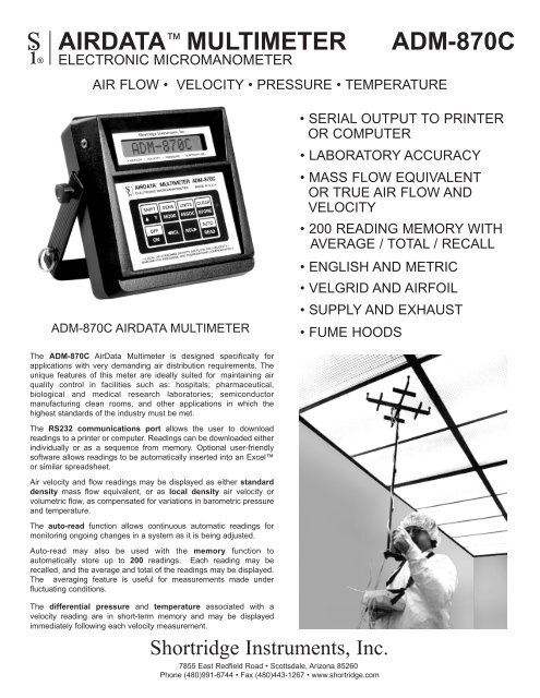 AIRDATA™ MULTIMETER ADM-870C - Shortridge Instruments, Inc.