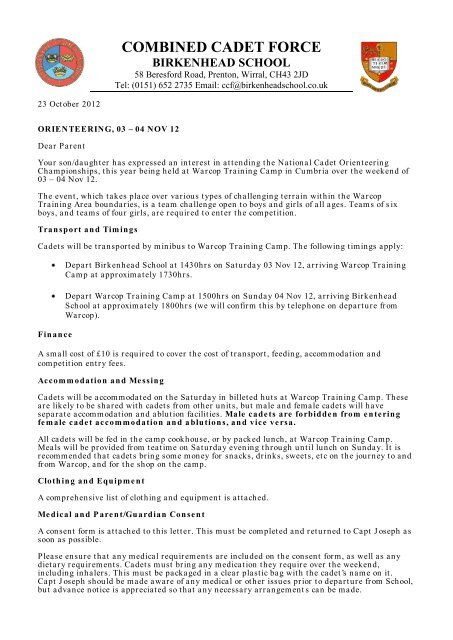 COMBINED CADET FORCE - Birkenhead School COMBINED CADET FORCE - Birkenhead School