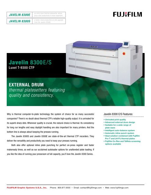 Javelin 8300E/S - Graphic Arts & Printing Javelin 8300E/S - Graphic Arts & Printing
