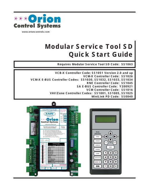 Modular Service Tool SD Quick Start Guide - Orion Control Systems