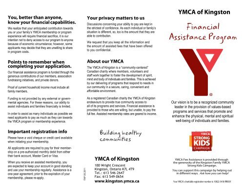 Financial Assistance Form - Kingston Family YMCA