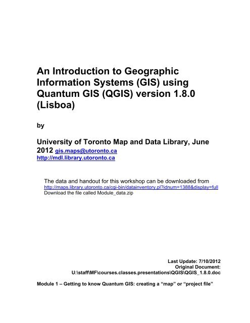 An Introduction to Geographic Information Systems (GIS) using ...