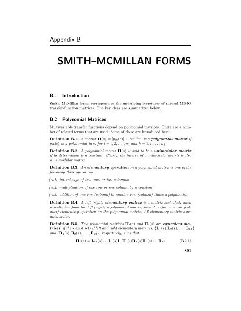 Appendix B - Control System Design Appendix B - Control System Design