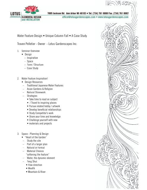 Water Feature Design â ¢ Unique Column Fall â ¢ A Case Study Traven ...