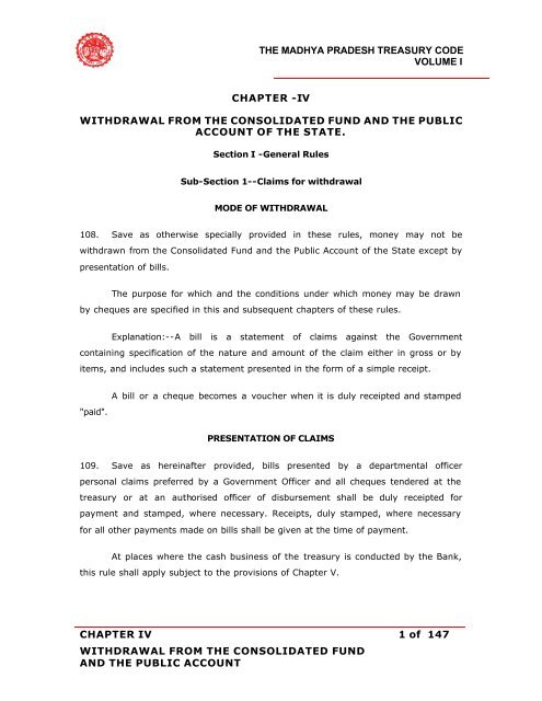 THE MADHYA PRADESH TREASURY CODE ... - Mptreasury.org