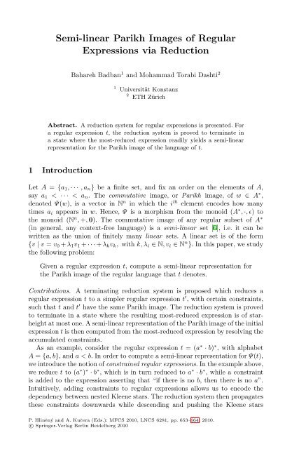 Semi-linear Parikh Images of Regular Expressions ... - AVANTSSAR