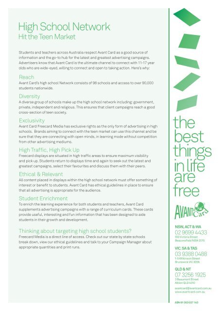 High School Network - Avant Card