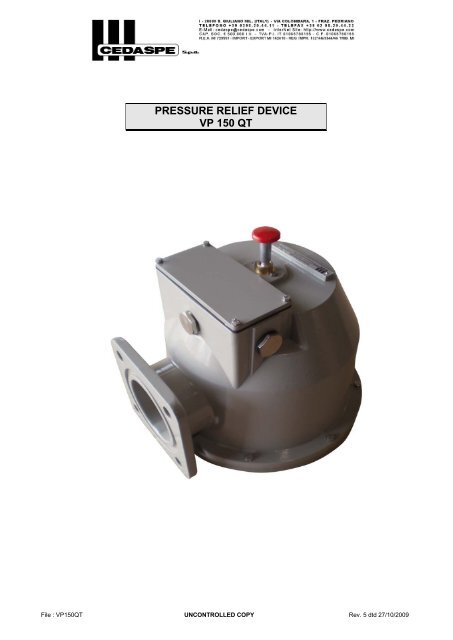 Pressure relief devices with contacts, flanged connection ... - Cedaspe