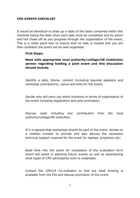 CPD Event Checklist - The Educational Institute of Scotland