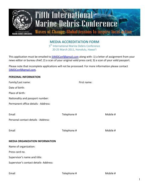 MEDIA ACCREDITATION FORM
