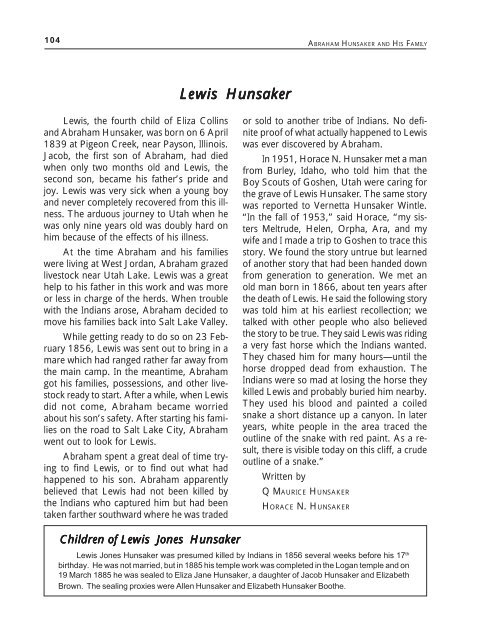 104 ABRAHAM HUNSAKER AND