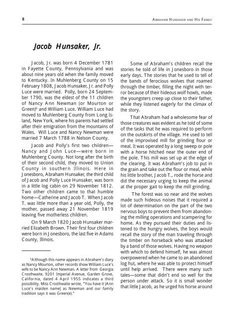 8 ABRAHAM HUNSAKER AND HI