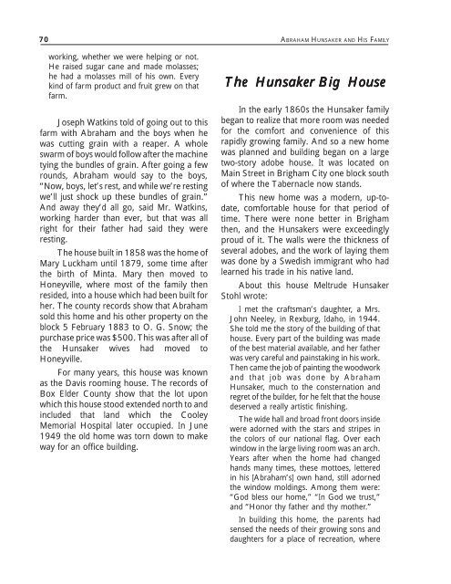 70 ABRAHAM HUNSAKER AND H
