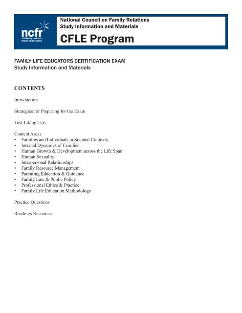 CFLE Exam Information and Materials - National Council on Family ...
