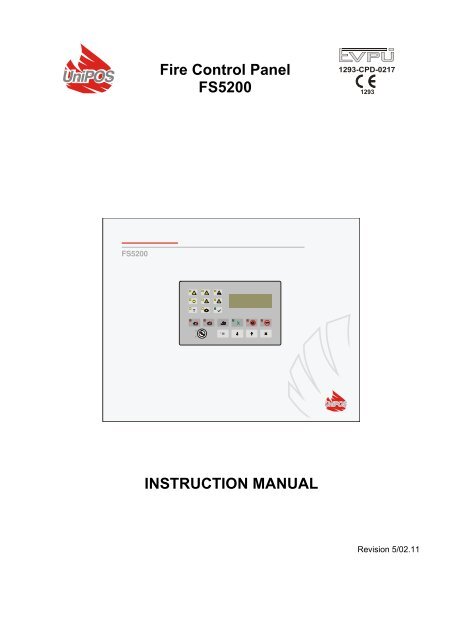 Fire Control Panel FS5200 INSTRUCTION MANUAL