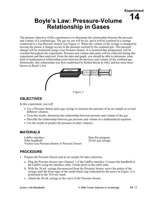 Boyle's Law: Pressure-Volume Relationship in Gases - Vernier ...