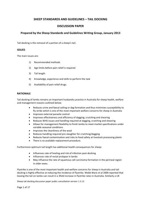 Tail docking. - Animal Welfare Standards