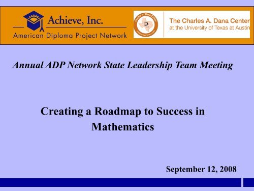 Creating a Roadmap to Success in Mathematics - Achieve