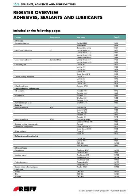 adheSiveS - REIFF Technische Produkte
