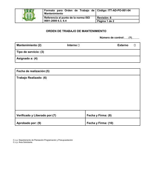 Orden De Trabajo De Mantenimiento Mantenimiento 2