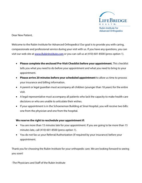 Download new patient form - LifeBridge Health