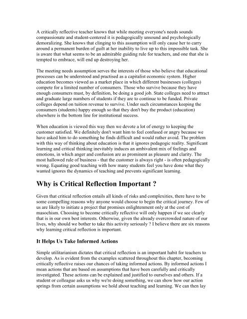 A critically reflective t