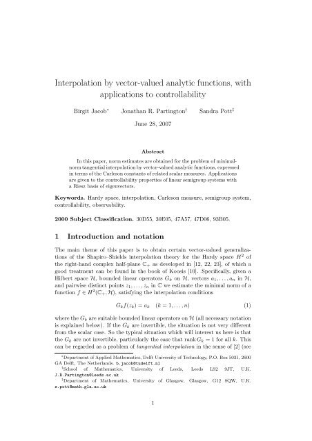 Interpolation by vector-valued analytic functions ... - ResearchGate