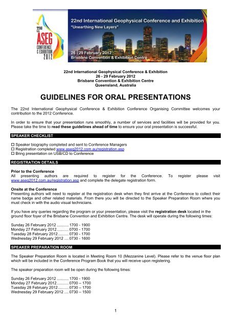 guidelines for oral presentations - 22nd International Geophysical ...