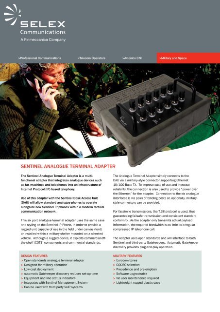 SENTINEL ANALOGUE TERMINAL ADAPTER