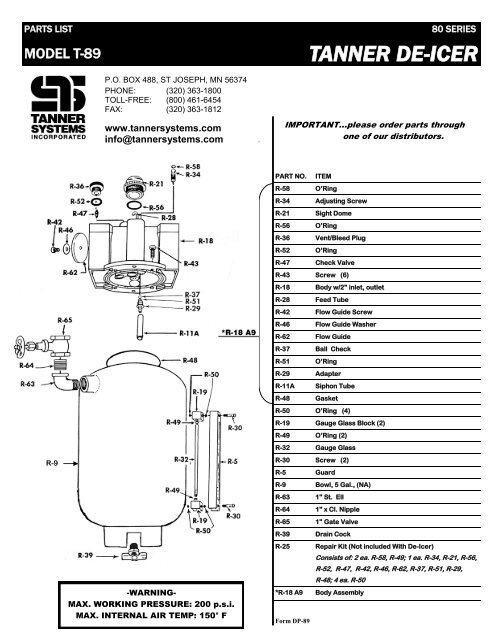 T-89 - Tanner Systems, Inc.
