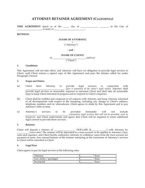 ATTORNEY RETAINER AGREEMENT CALIFORNIA MegaDox attorney-retainer-agreement-california-megadox