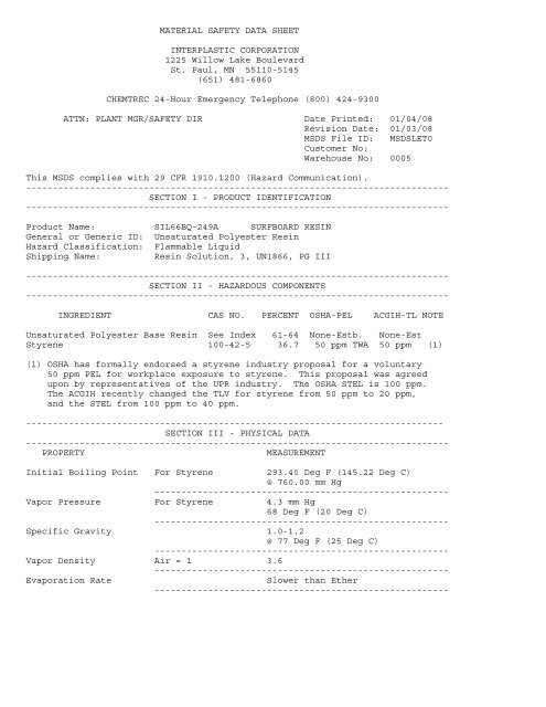 Silmar 249 -- MSDS - US Composites, Inc.