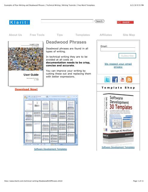 Examples of Poor Writing and Deadwood Phrases | Technical ...