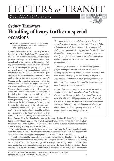 Letters of Transit - Ecotransit Sydney