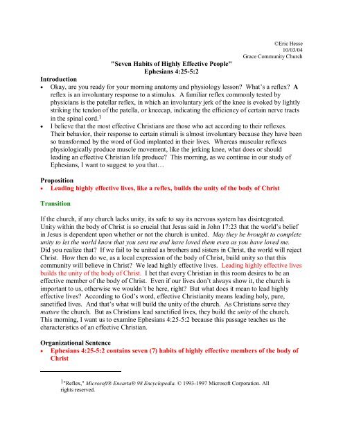 "Seven Habits of Highly Effective People" Ephesians 4:25-5:2 ...