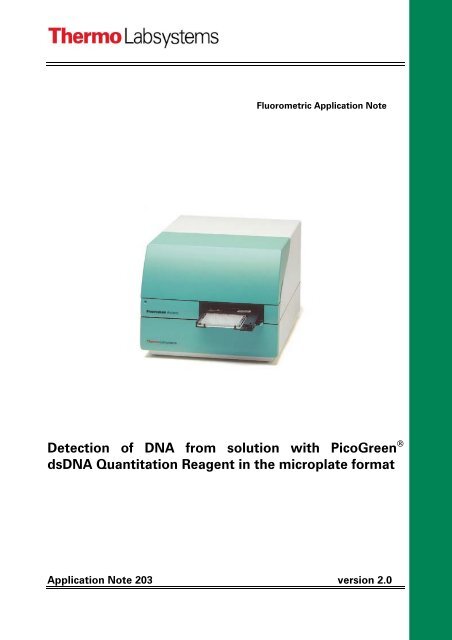 Labsystems PicoGreen Application Note - Thermo Fisher