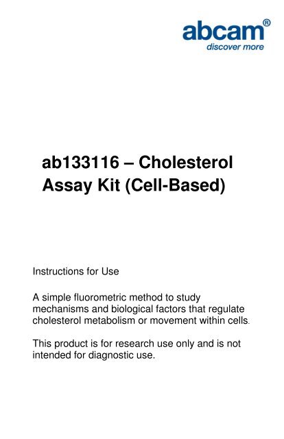 ab133116 â Cholesterol Assay Kit (Cell-Based) - Abcam