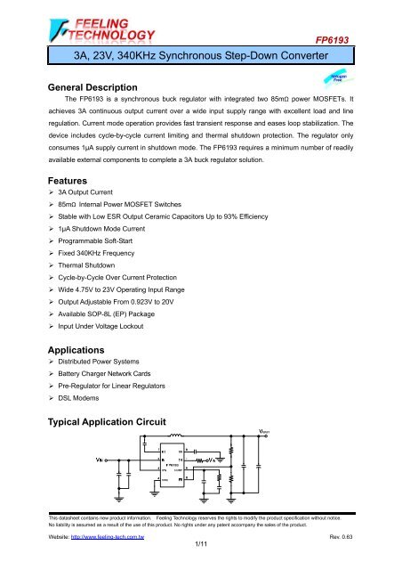3A, 23V, 340KHz Synchronous Step-Down Converter
