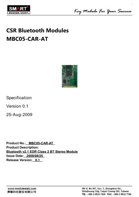CSR Bluetooth Modules MBC05-CAR-AT - Computex.biz