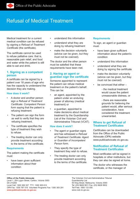 Refusal of Medical Treatment - Royal Melbourne Hospital