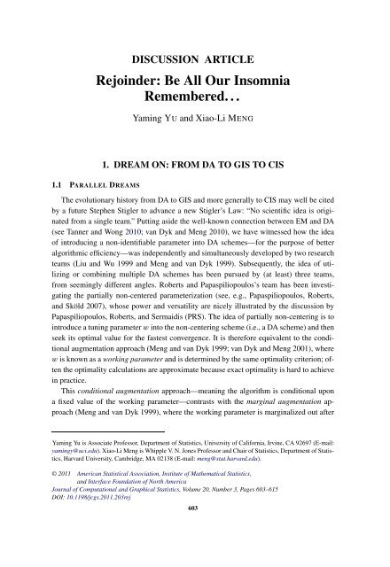 Rejoinder - Harvard University Statistics Department