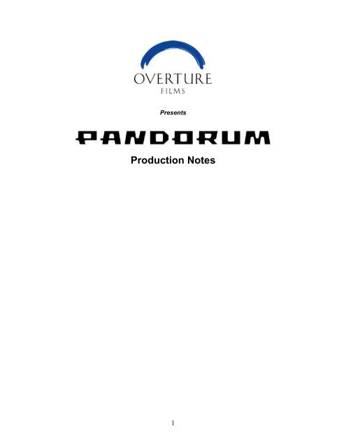 Production Notes PDF - Visual Hollywood
