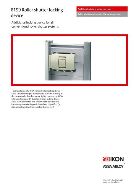 datasheet Roller shutter locking device 8199