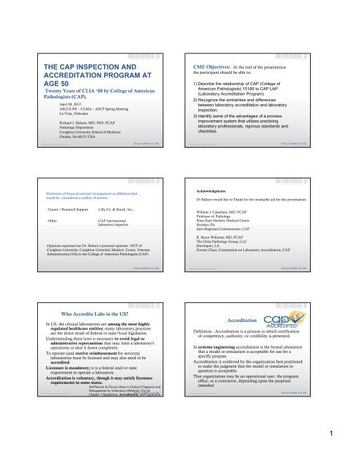 the cap inspection and accreditation program at age 50 - American ...