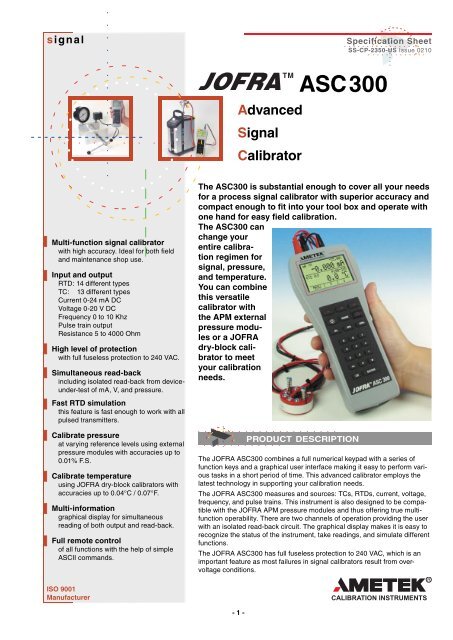 ASC300 Advanced Signal Calibrator - Mr Test Equipment