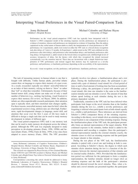 Interpreting Visual Preferences in the Visual Paired-Comparison Task
